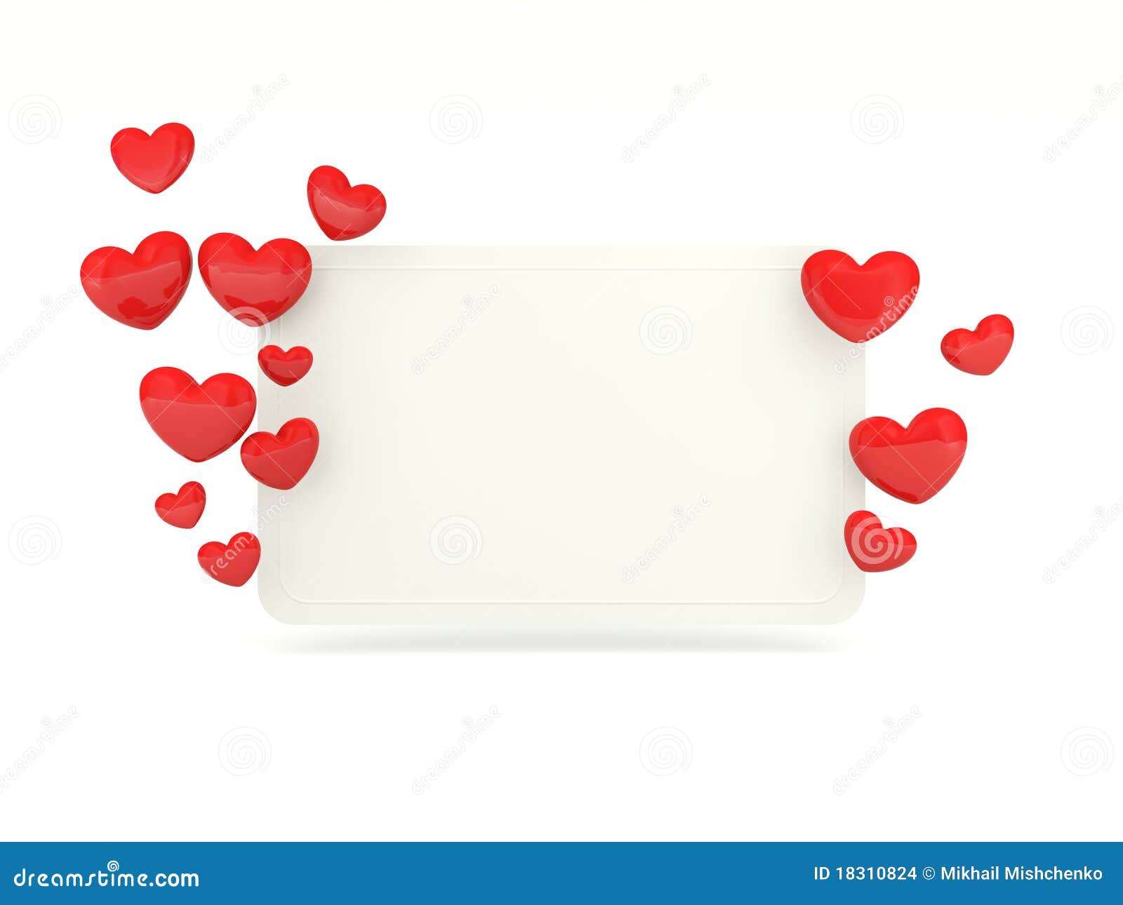 Empty card with red hearts stock illustration. Illustration of love ...