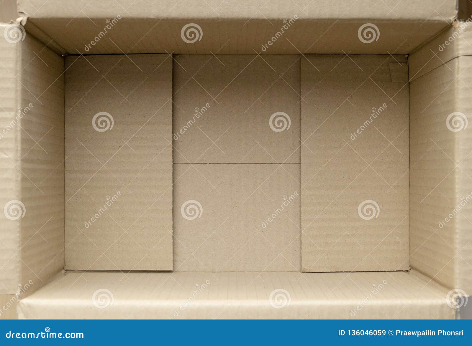 Empty Cardboard Box. Close Up Inside View of Cardboard Packaging Box ...