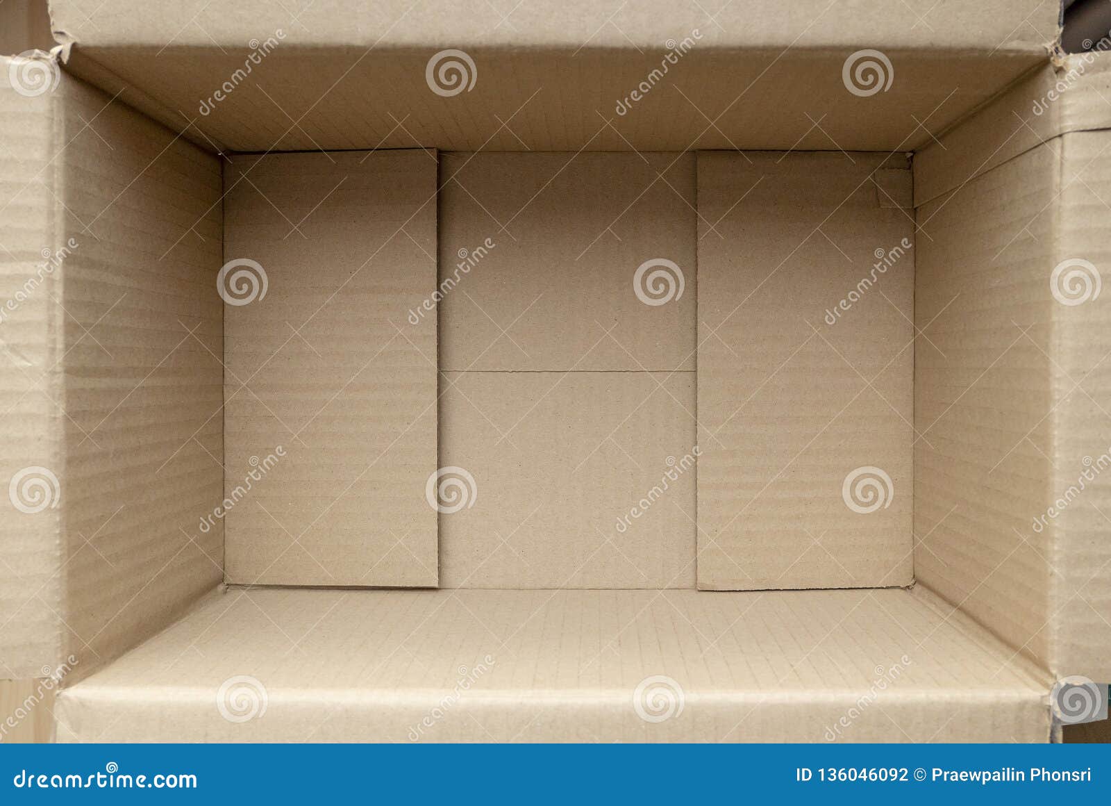 Empty Cardboard Box. Close Up Inside View of Cardboard Packaging Box ...