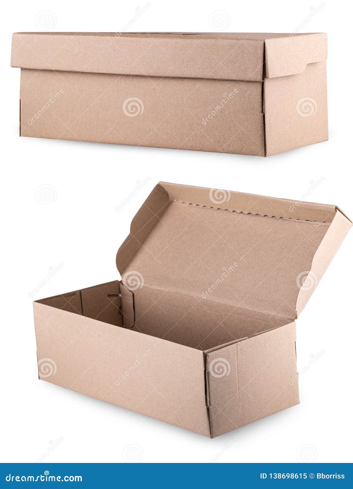 Empty Cardboard Box Isolated on White Stock Image - Image of paper ...