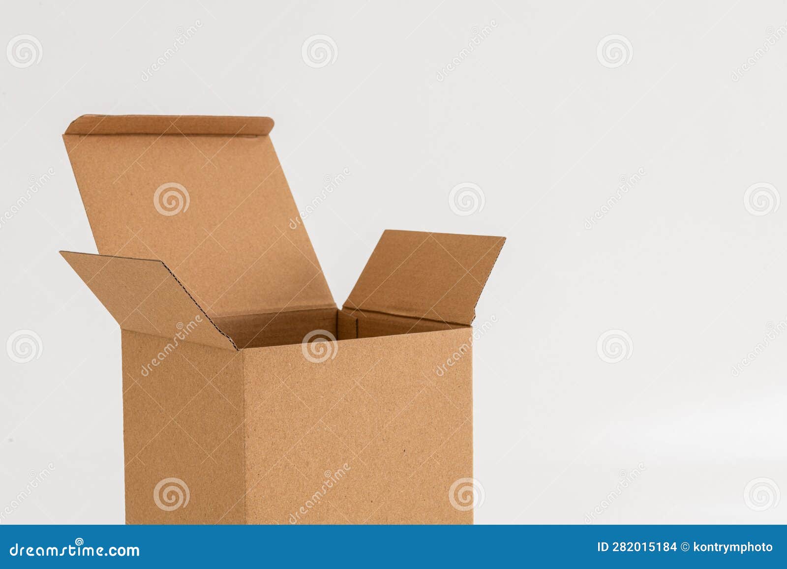 Empty Cardboard Box on White Background Stock Photo - Image of storage ...