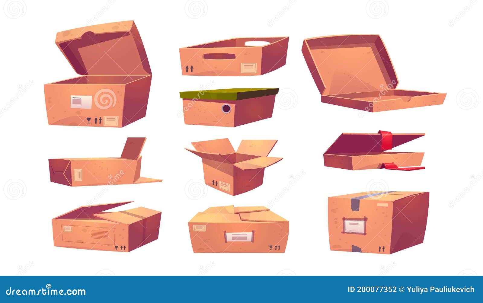 Empty Cardboard Boxes Different Shapes Stock Vector - Illustration of ...