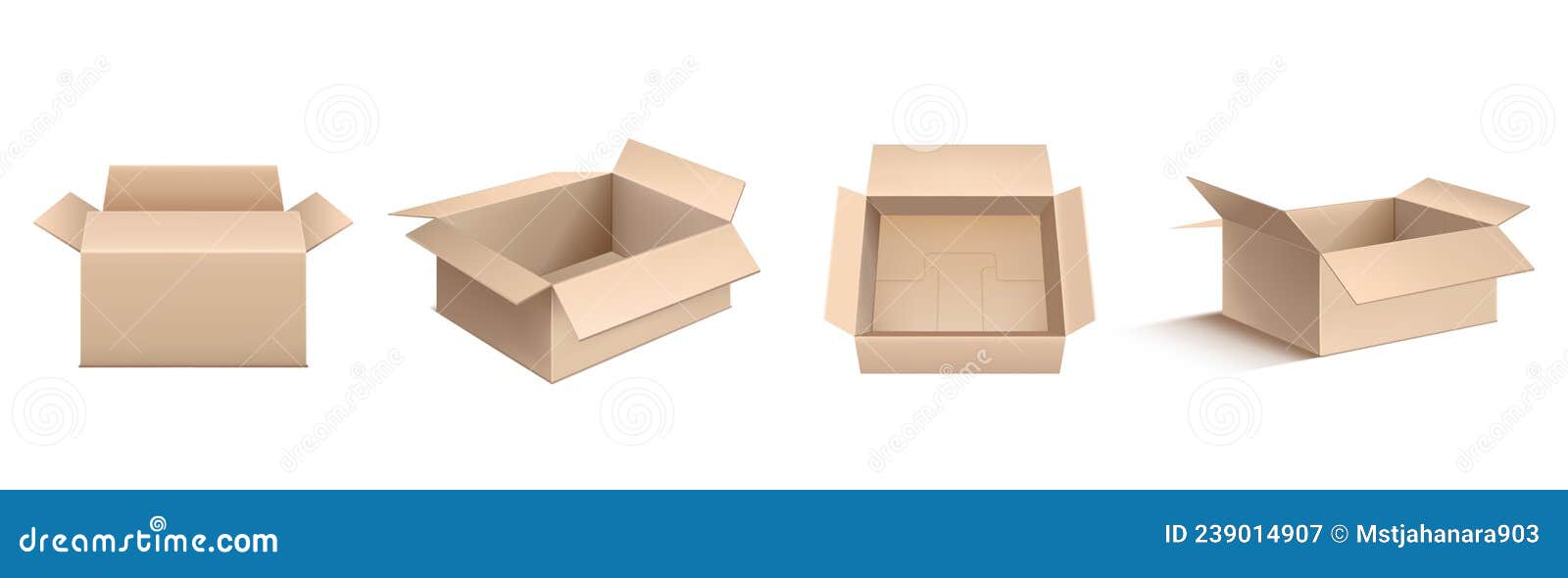 Empty Cardboard Boxes, Open Carton Package Stock Vector - Illustration ...