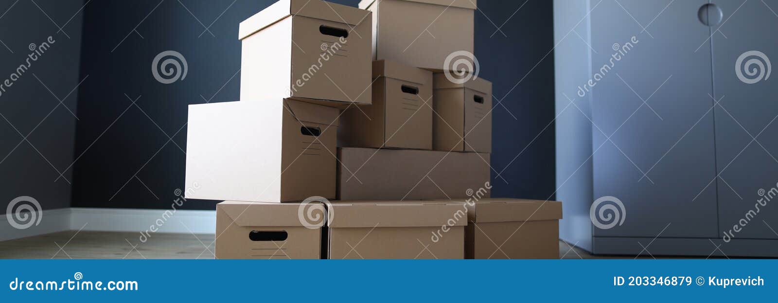 Empty Cardboard Boxes Stand in an Empty Room Stock Image - Image of ...