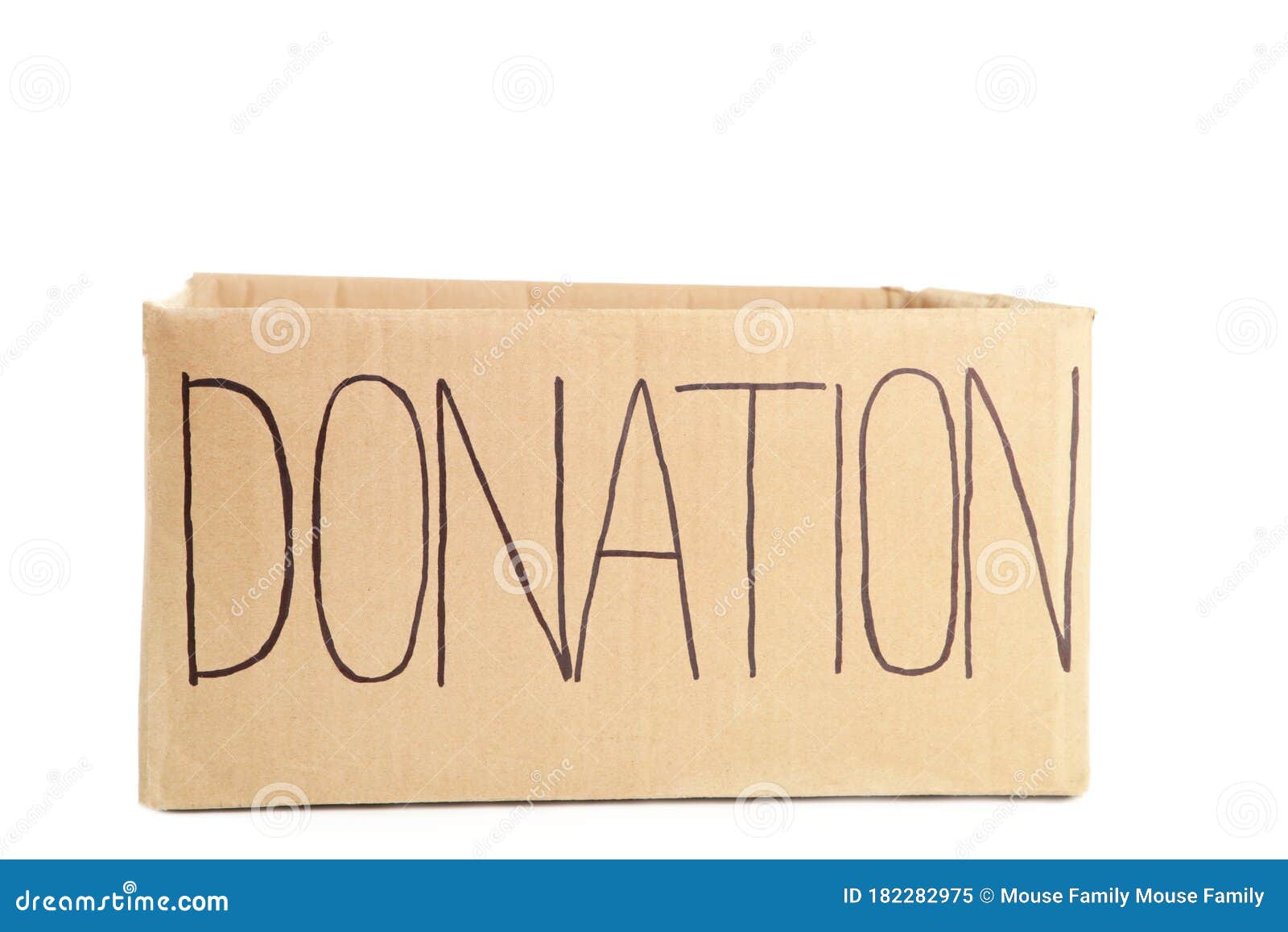 Empty Cardboard Donation Box Isolated on White Background Stock Image ...