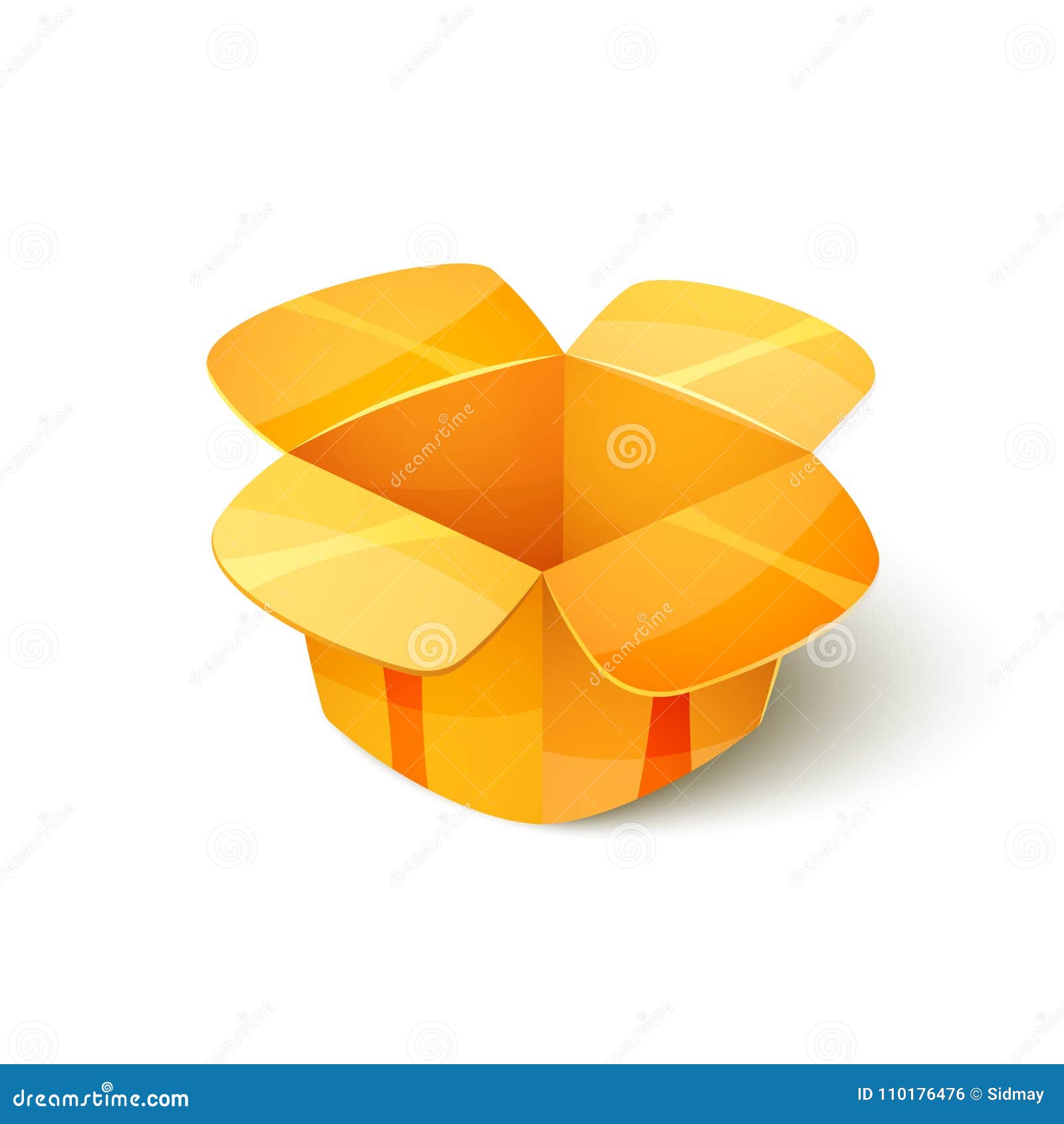 Empty Cardboard Packaging, Open Box Icon in Cartoon Style Stock Vector ...