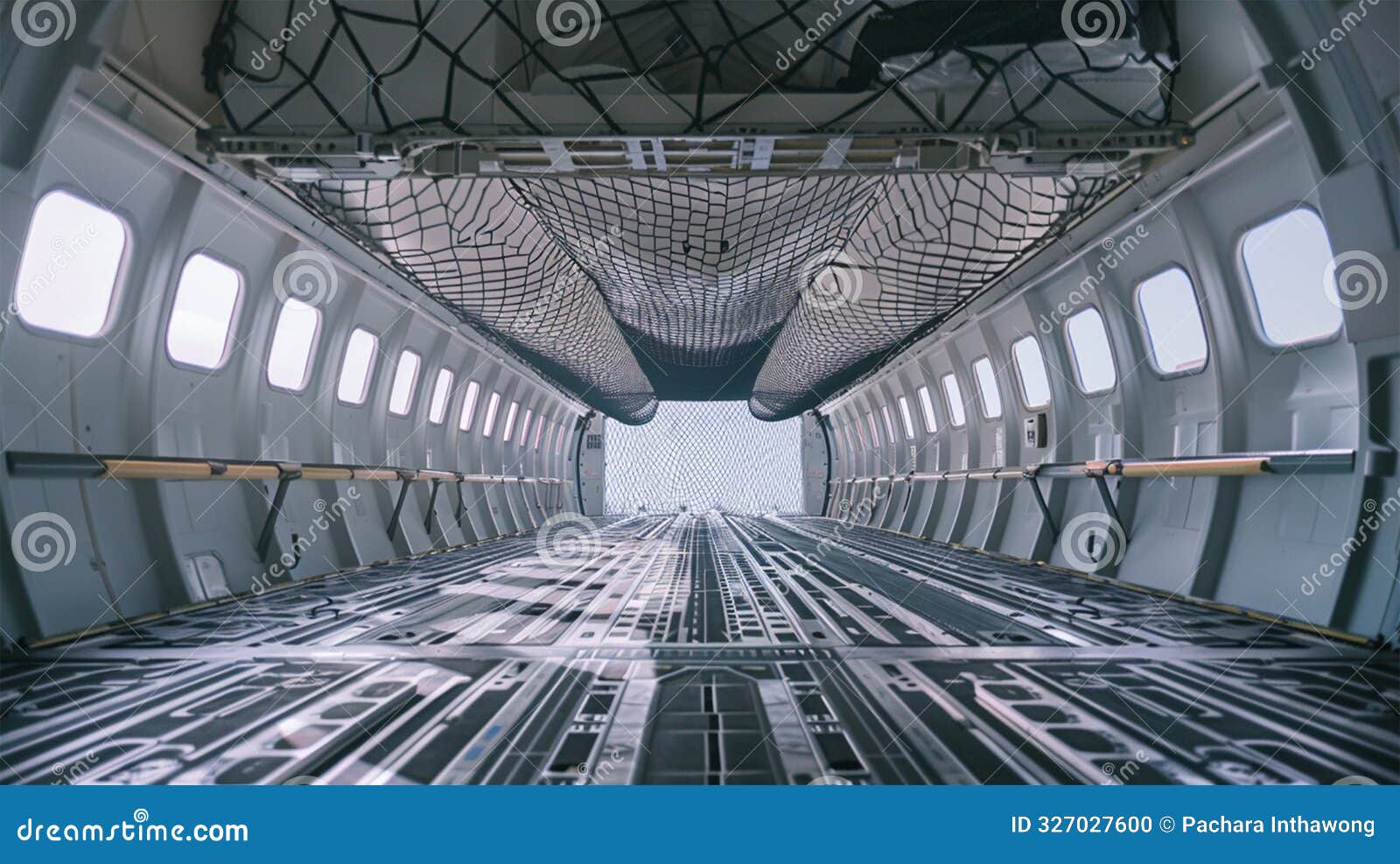 Empty Cargo Plane Interior stock illustration. Illustration of ...