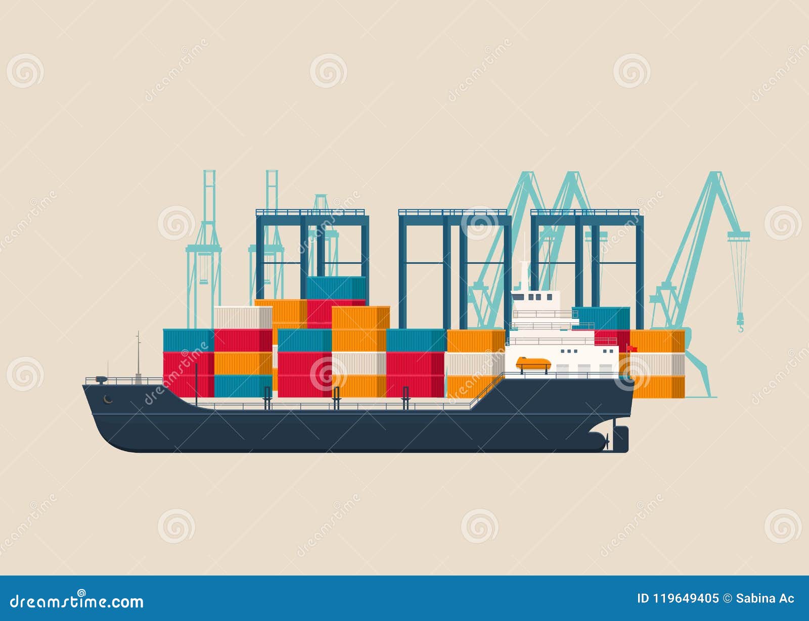Container-Terminal Vector Illustration | CartoonDealer.com #18078228