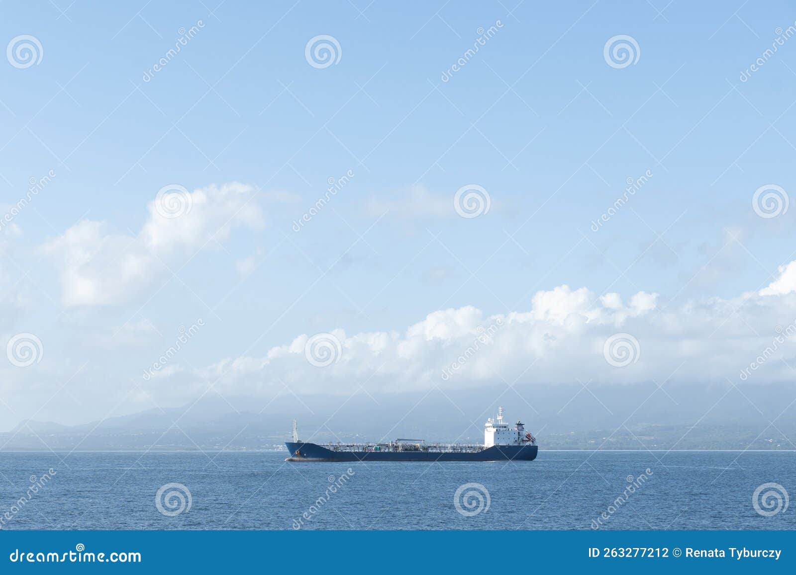 Empty Cargo Ship Moving Along Waters of Atlantic Ocean in the ...