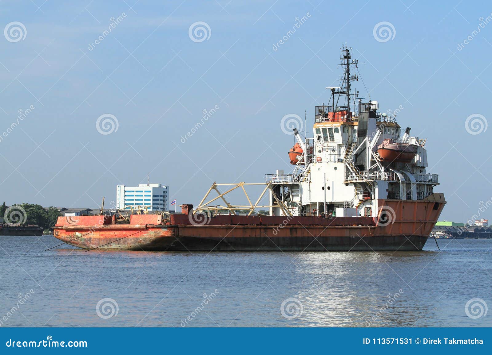 Empty Cargo Ship on the River Stock Image - Image of freight, carrier ...