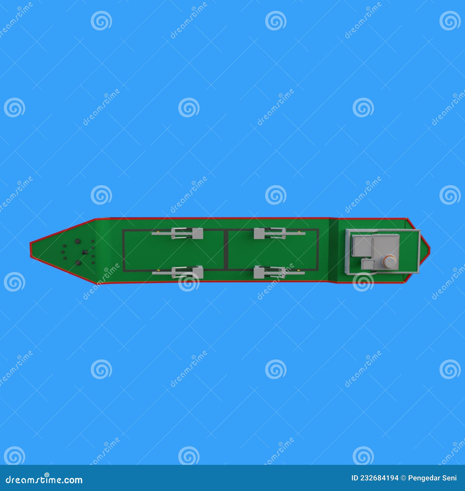Empty Cargo Ship Top View 3d Object Stock Illustration - Illustration ...