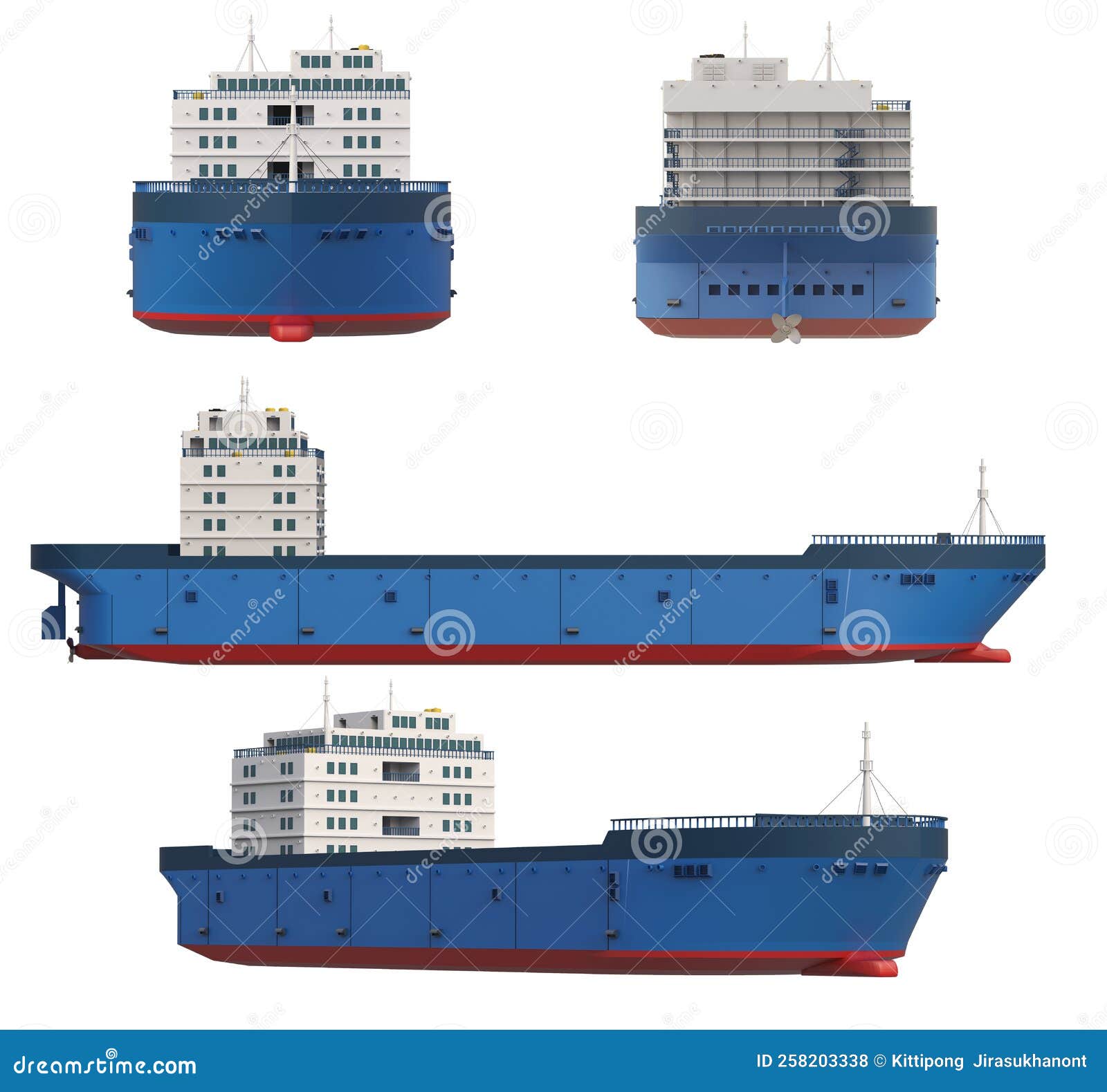 Empty Cargo Ship Or Vessel Isolated On White Royalty-Free Stock Image ...