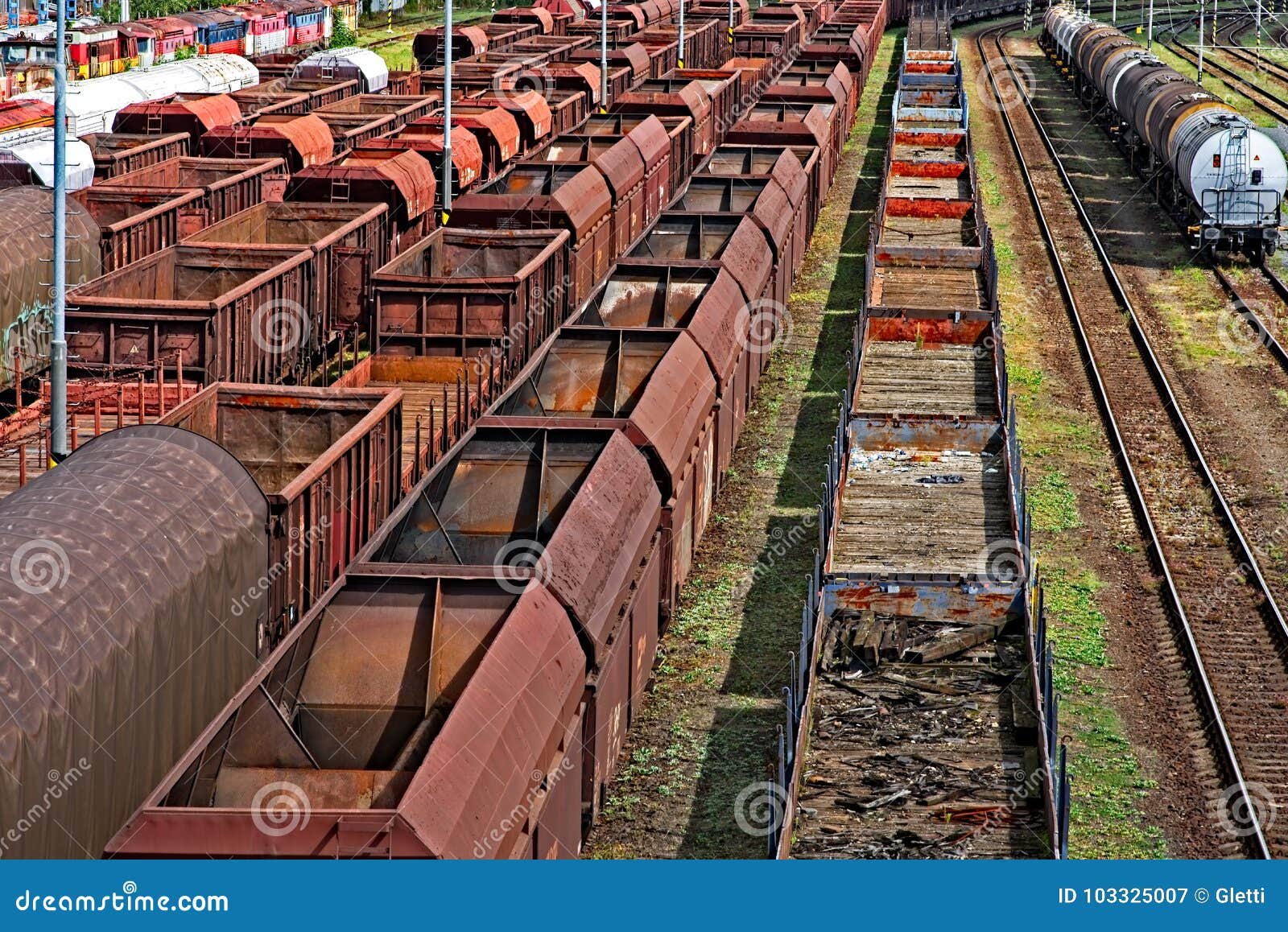 Empty Cargo Trains at Station Stock Image - Image of cargo, shipping ...