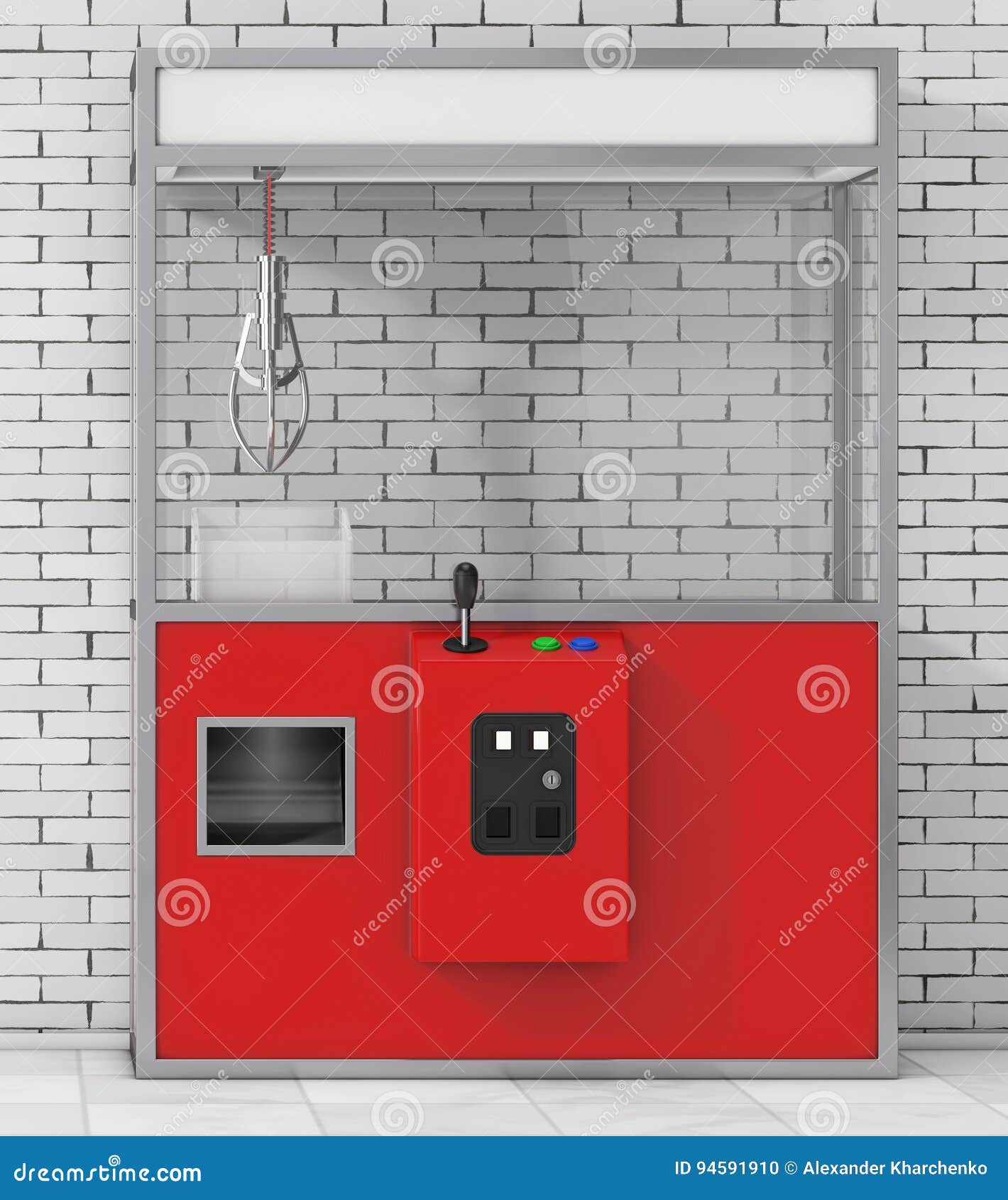 Empty Carnival Red Toy Claw Crane Arcade Machine. 3d Rendering Stock ...