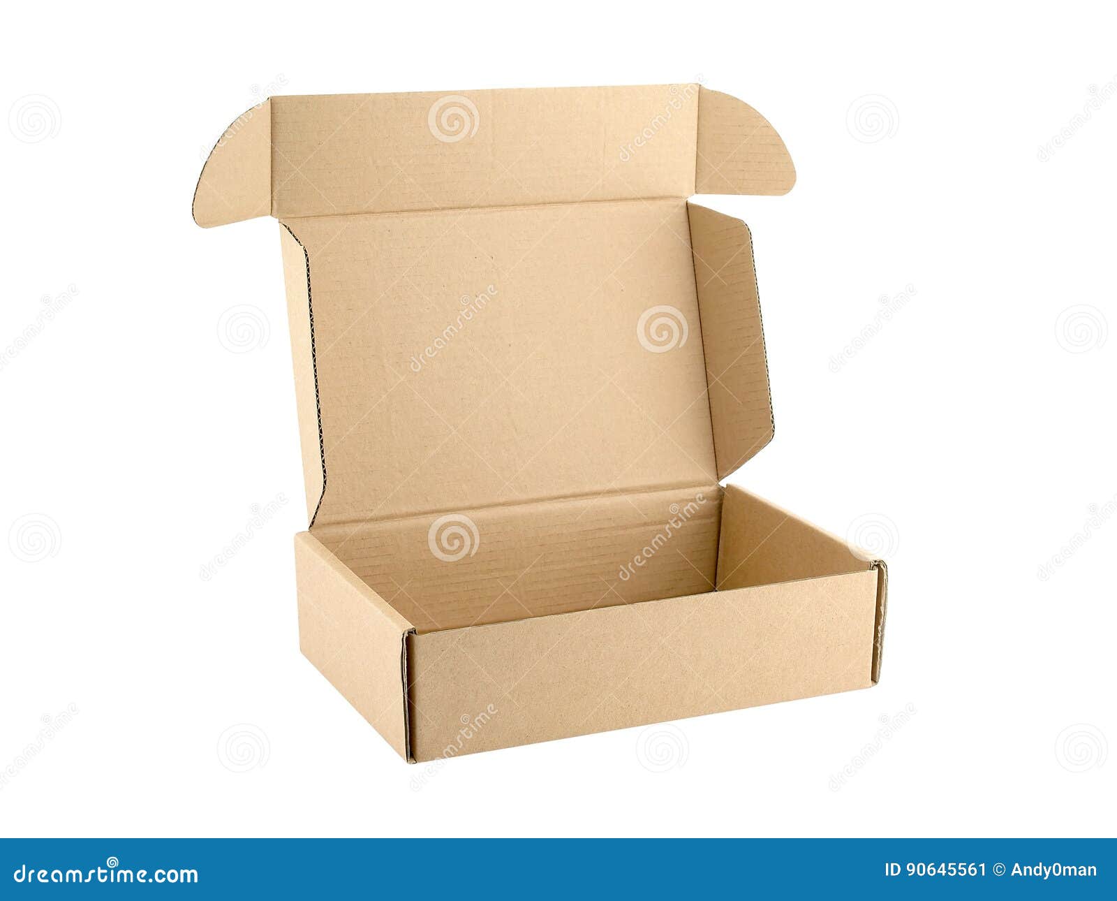 Open Empty Flap Brown Beige Carton Box Isolated on White Background ...