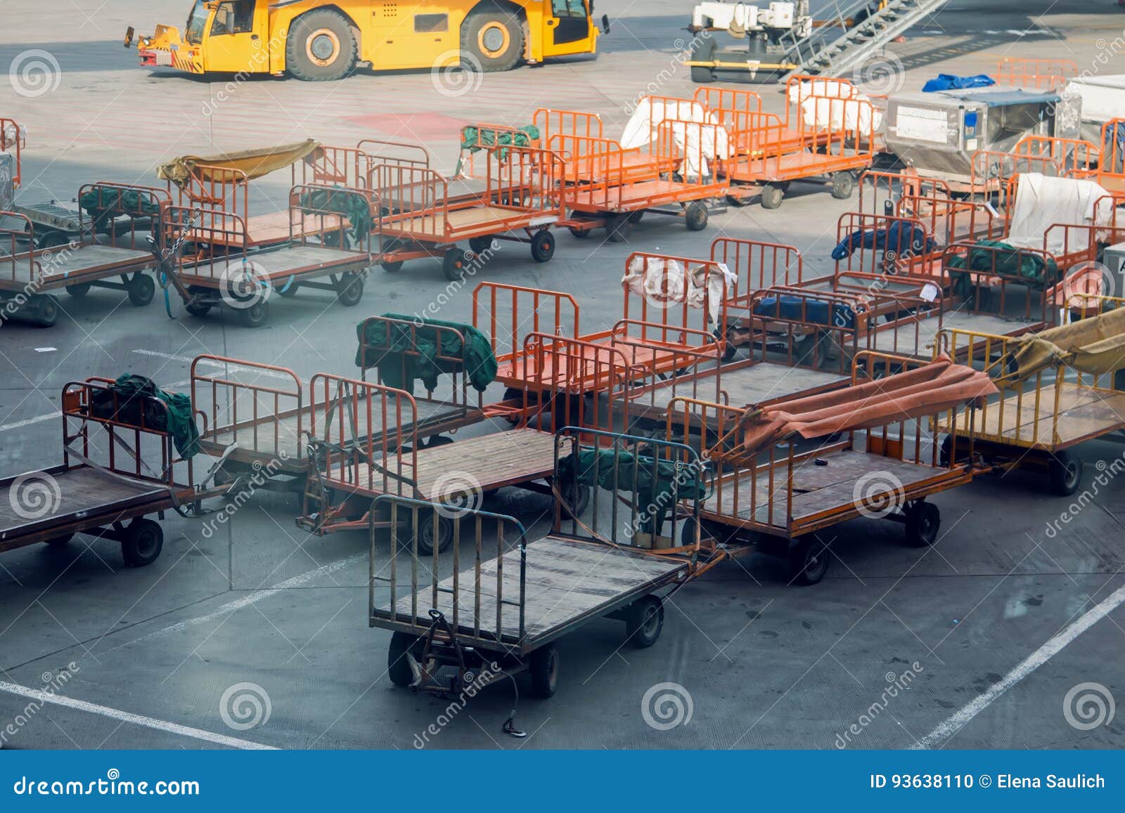 Empty Carts for Luggage Standing in Airport Stock Photo - Image of ...