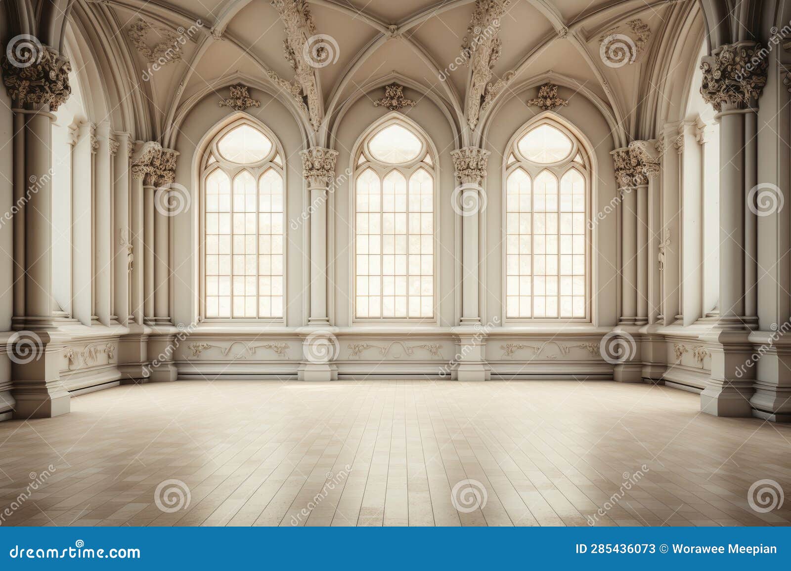 Empty Castle Music Hall Interior With Grand Piano. Cartoon Vector ...