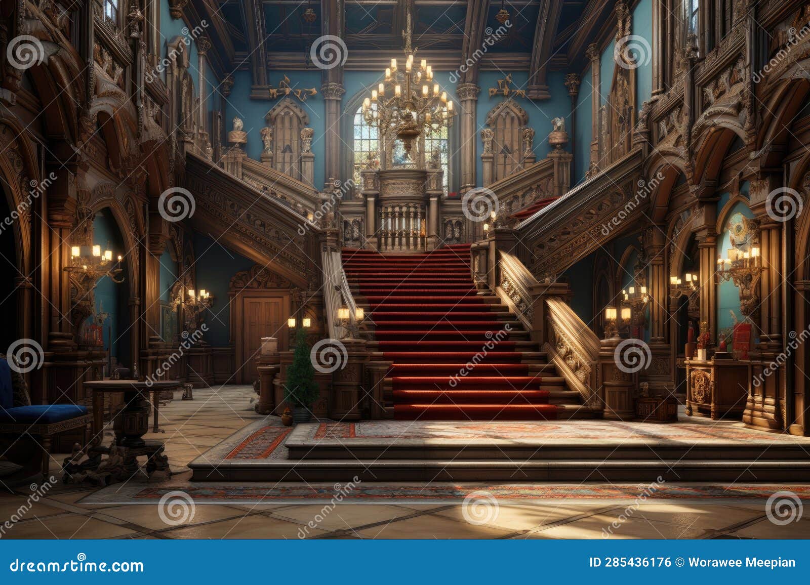 Empty Castle Music Hall Interior With Grand Piano. Cartoon Vector ...