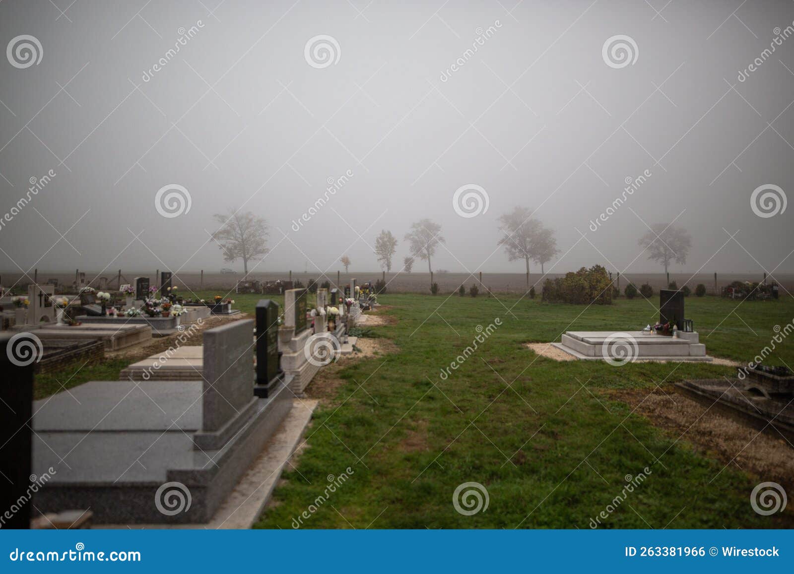 Empty Cemetery on a Rainy Day Stock Photo - Image of park, cloudy ...