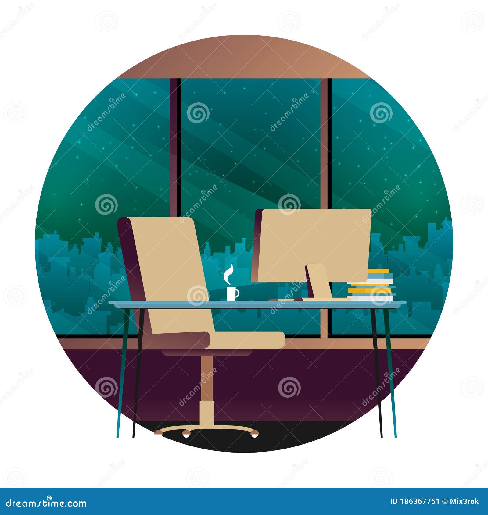 Empty Ceo Office Interior. Flat Vector Stock Vector - Illustration of ...