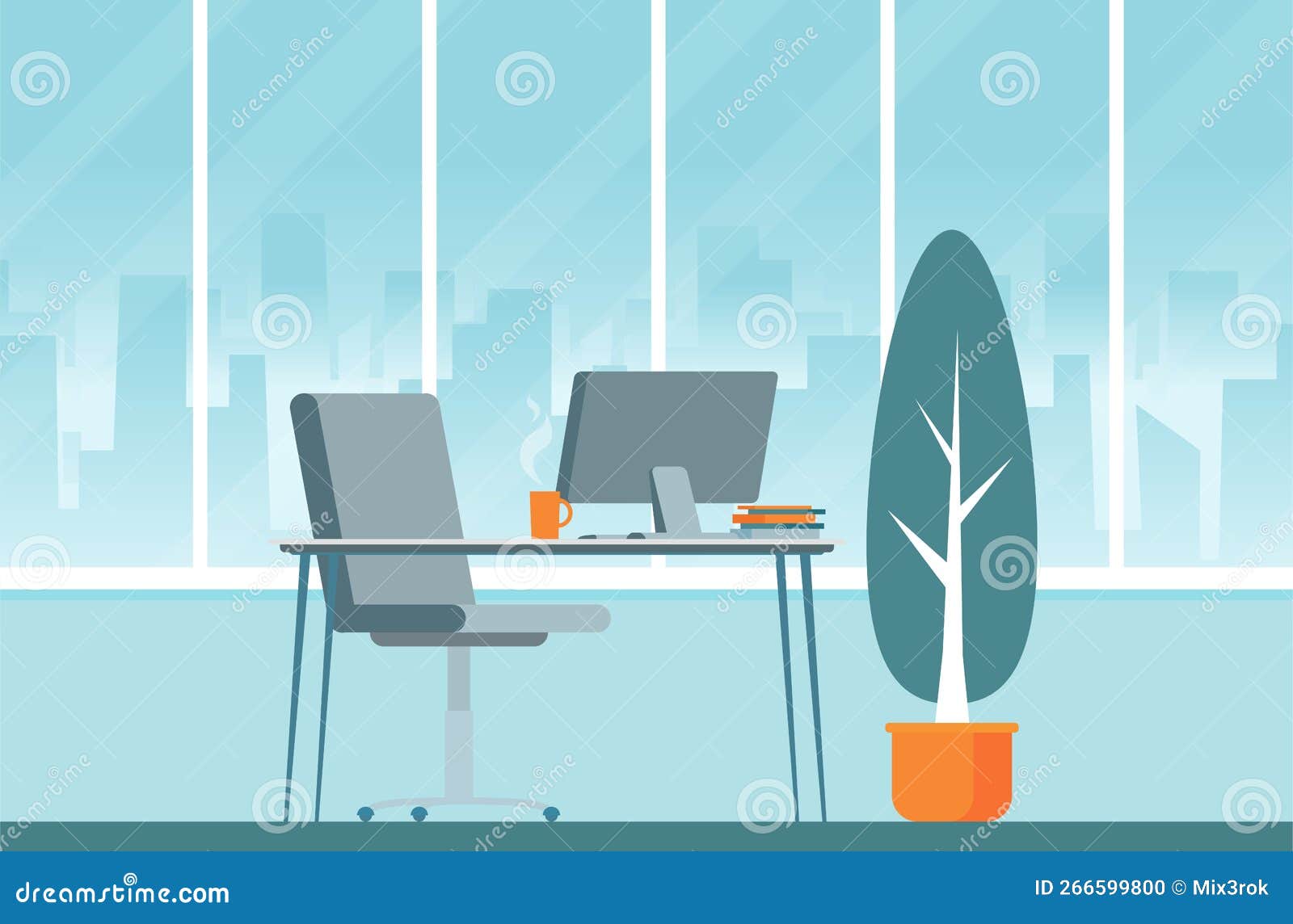 Empty Ceo Office Interior. Flat Vector Stock Vector - Illustration of ...