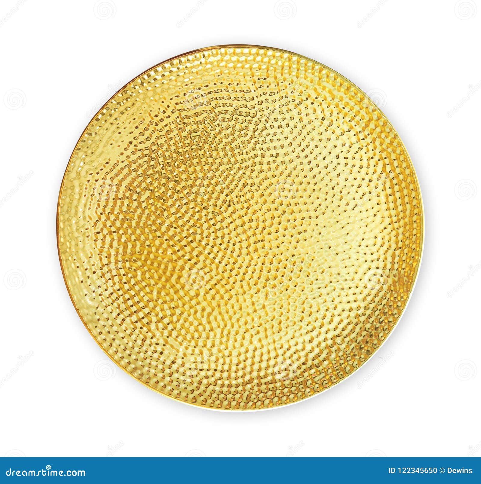 Empty Ceramic Plate, Gold Plate with Rough Pattern, View from Above ...