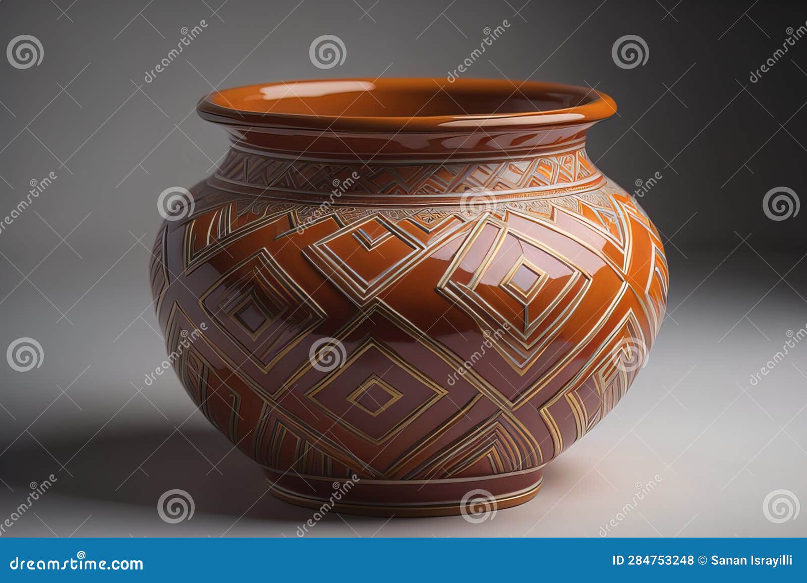 Empty Ceramic Pot on Solid Color Background. Minimalistic Design Stock ...