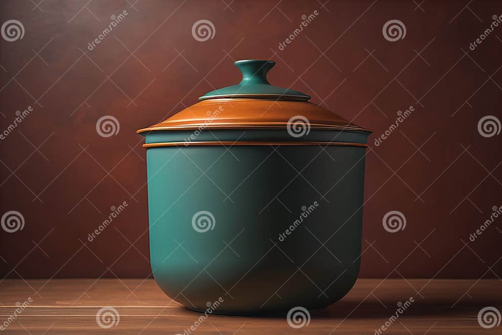 Empty Ceramic Pot on Solid Color Background. Minimalistic Design Stock ...