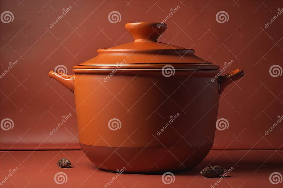 Empty Ceramic Pot on Solid Color Background. Minimalistic Design Stock ...