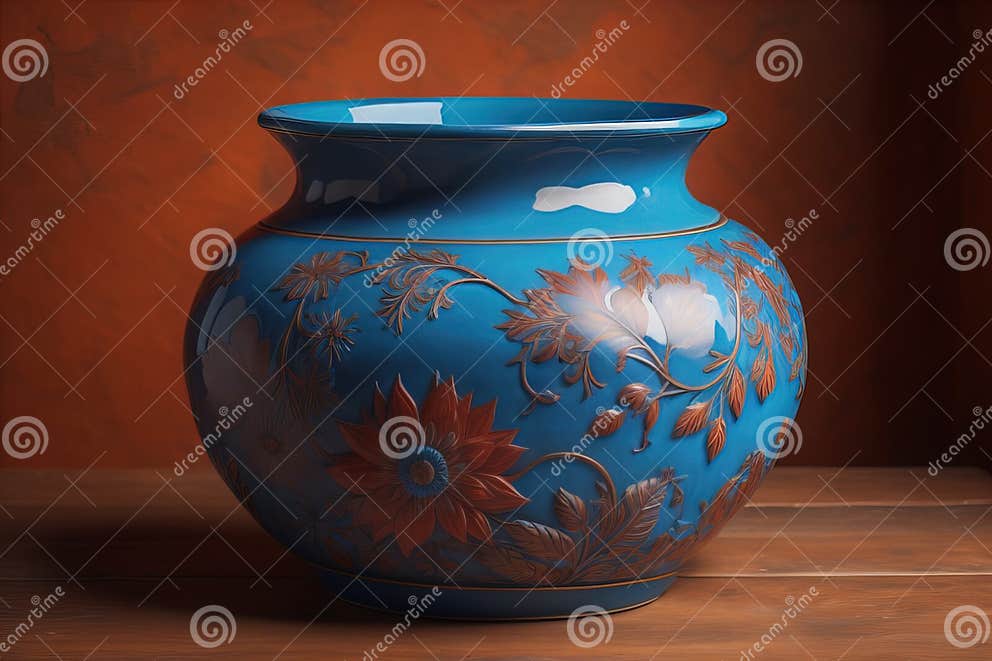 Empty Ceramic Pot on Solid Color Background. Minimalistic Design Stock ...