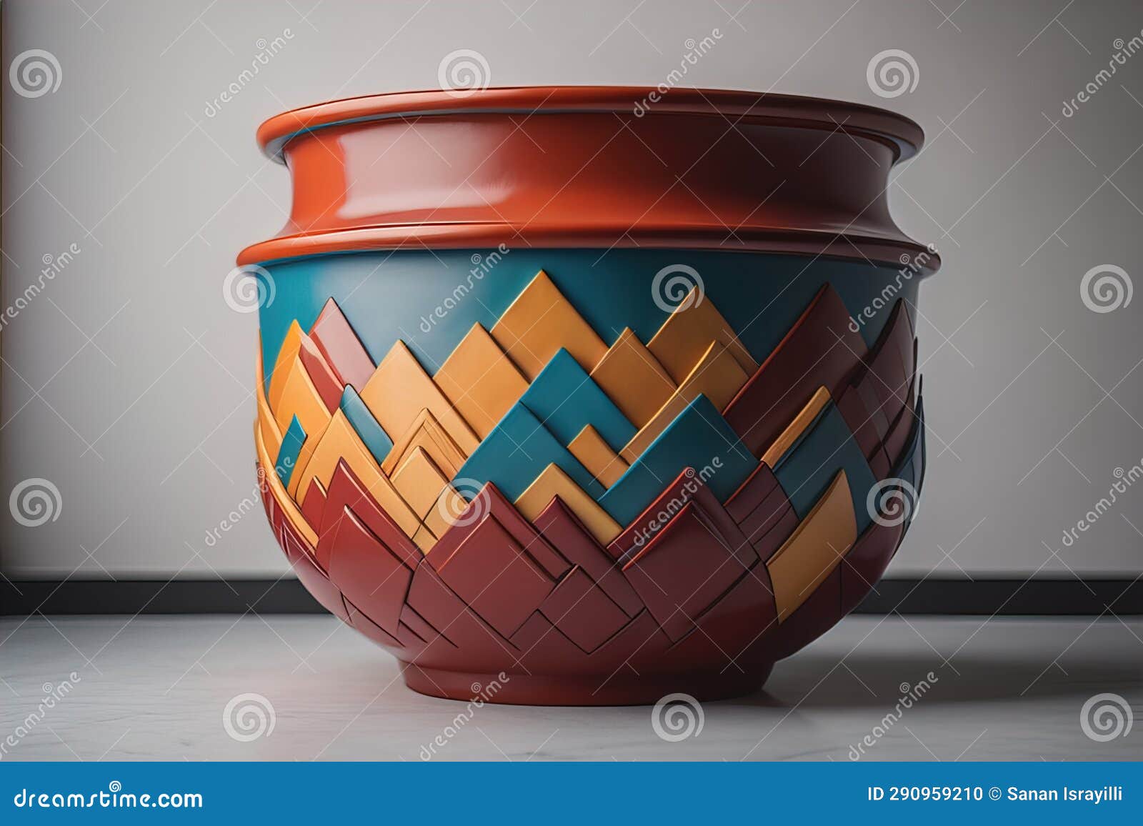 Empty Ceramic Pot on Solid Color Background. Minimalistic Design Stock ...