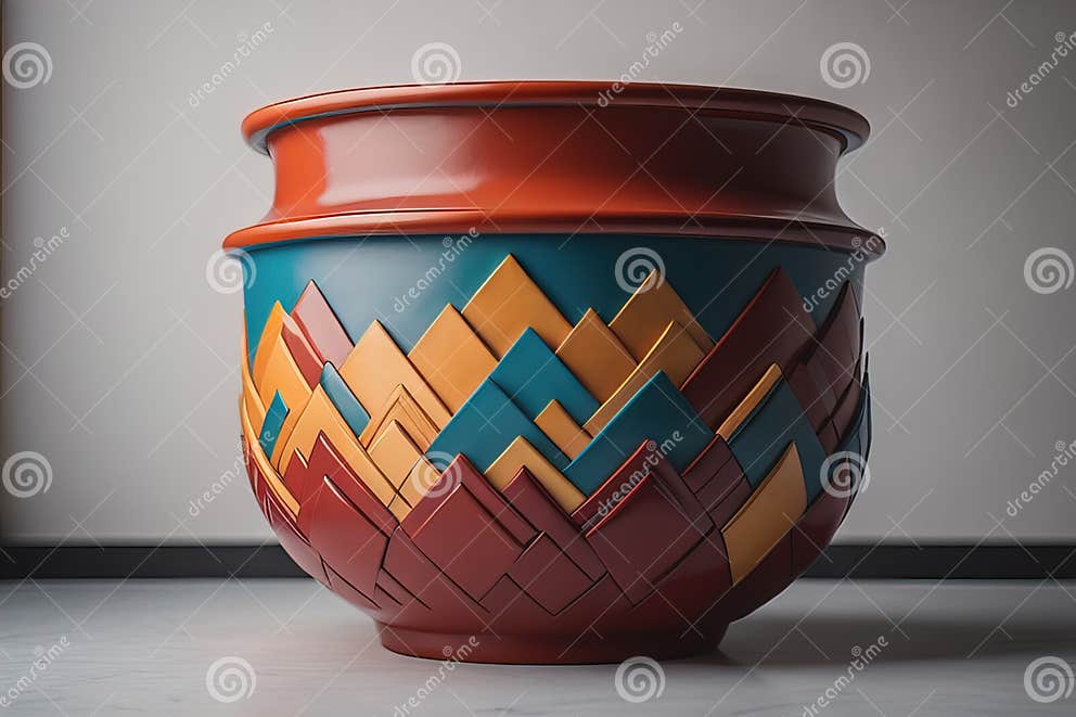 Empty Ceramic Pot on Solid Color Background. Minimalistic Design Stock ...