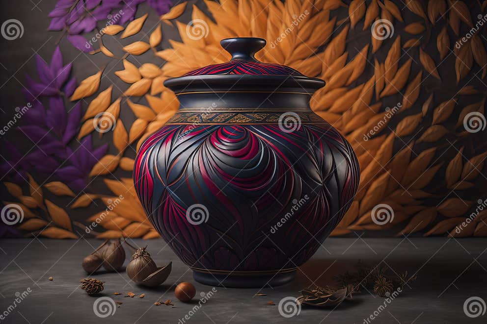 Empty Ceramic Pot on Solid Color Background. Minimalistic Design Stock ...