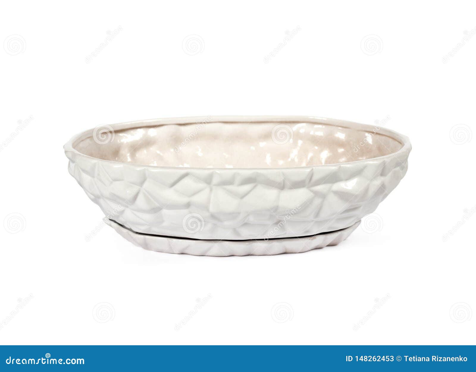 Empty Ceramic White Flower Pot Isolated on White Background Stock Image ...