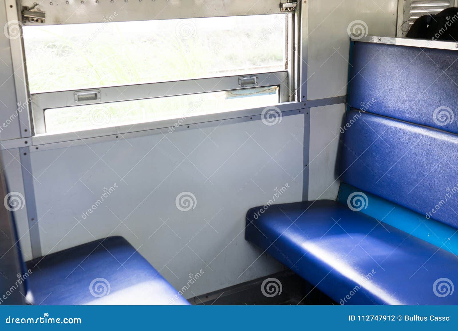 Empty Chair of Blue on the Train. Stock Photo - Image of carriage ...