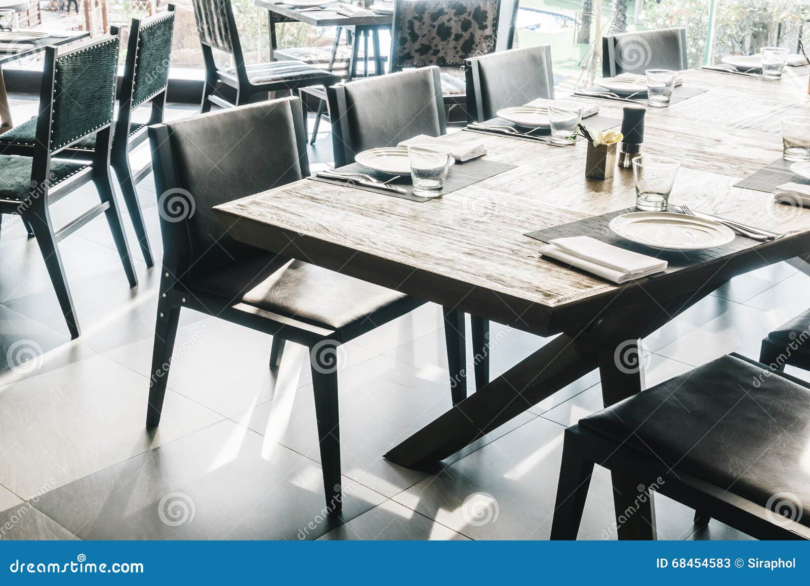 Empty Chair and Table in Restaurant Stock Image - Image of restaurant ...