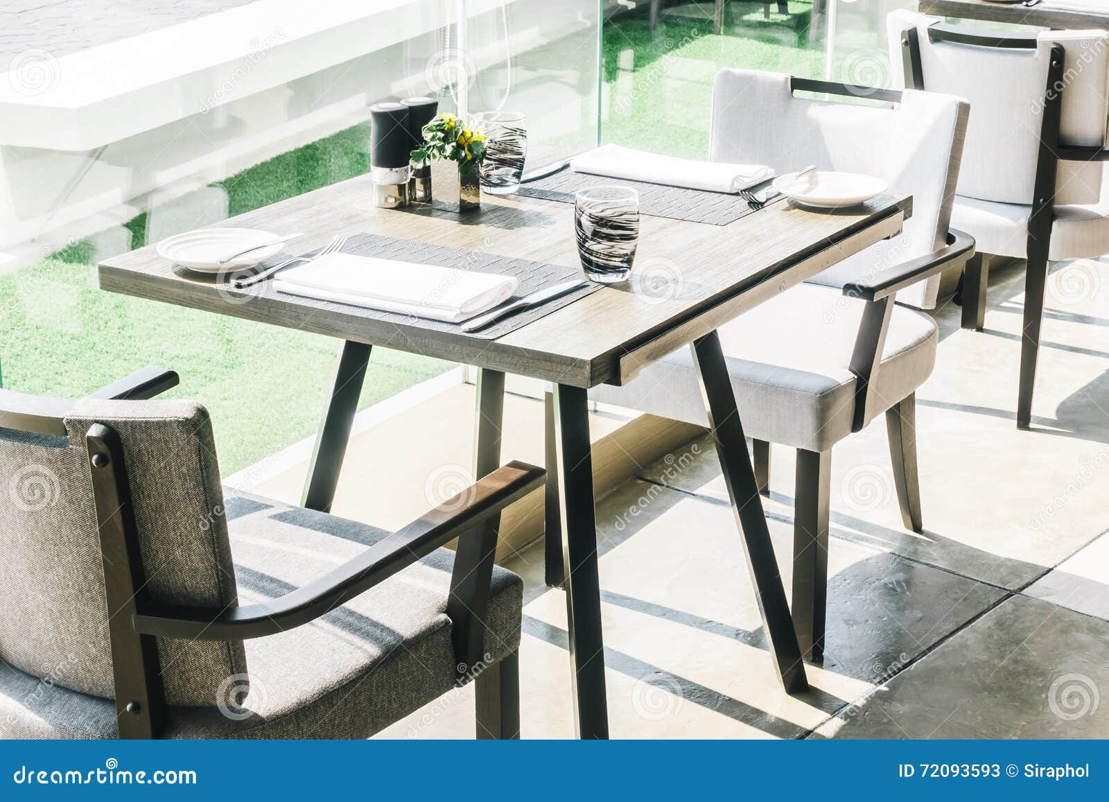 Empty Chair and Table in Restaurant Stock Image - Image of dinner ...