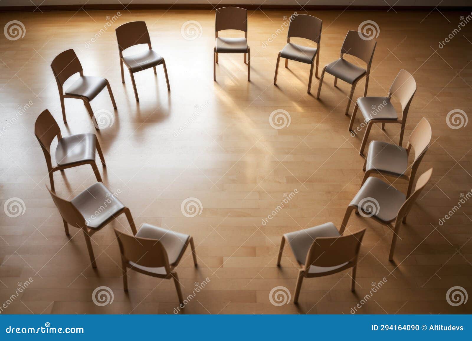 Empty Chairs Arranged in a Circle Stock Illustration - Illustration of ...