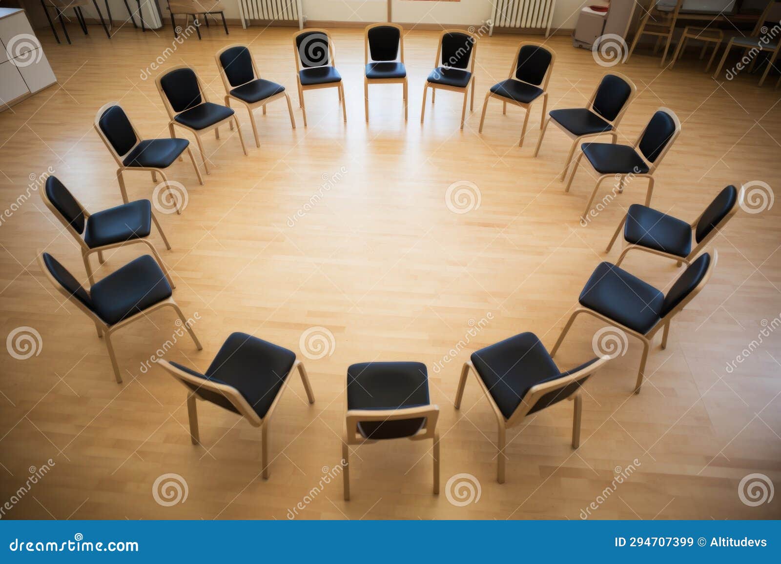 Empty Chairs Arranged in a Circle Stock Image - Image of collaboration ...