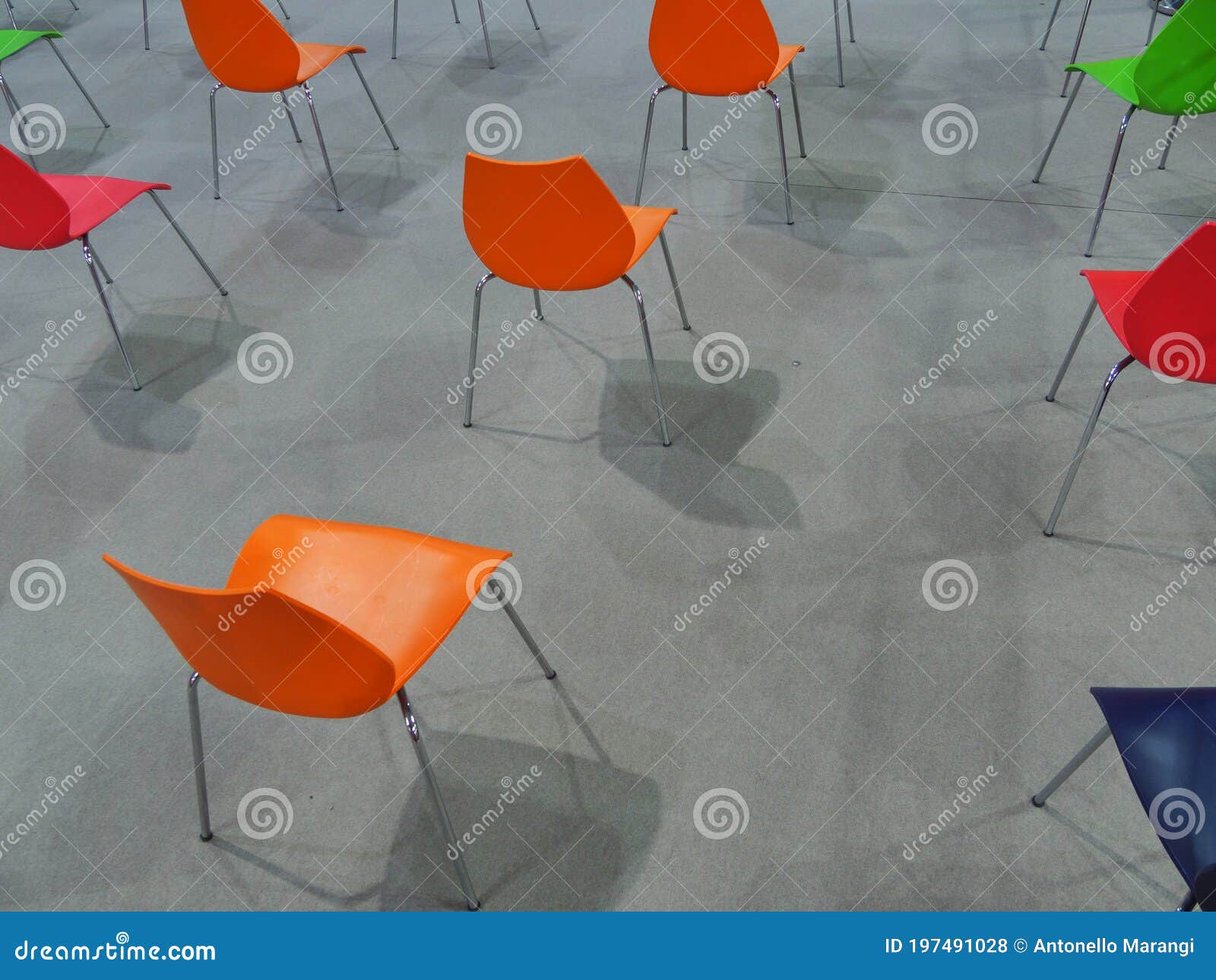 Empty Chairs Arranged Respecting Social and Physical Distancing Rules ...