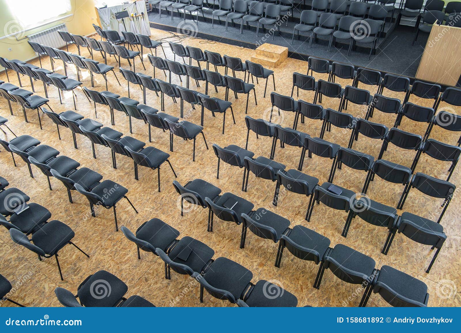 Empty Chairs in the Assembly Hall are Arranged in Rows, Top View Stock ...