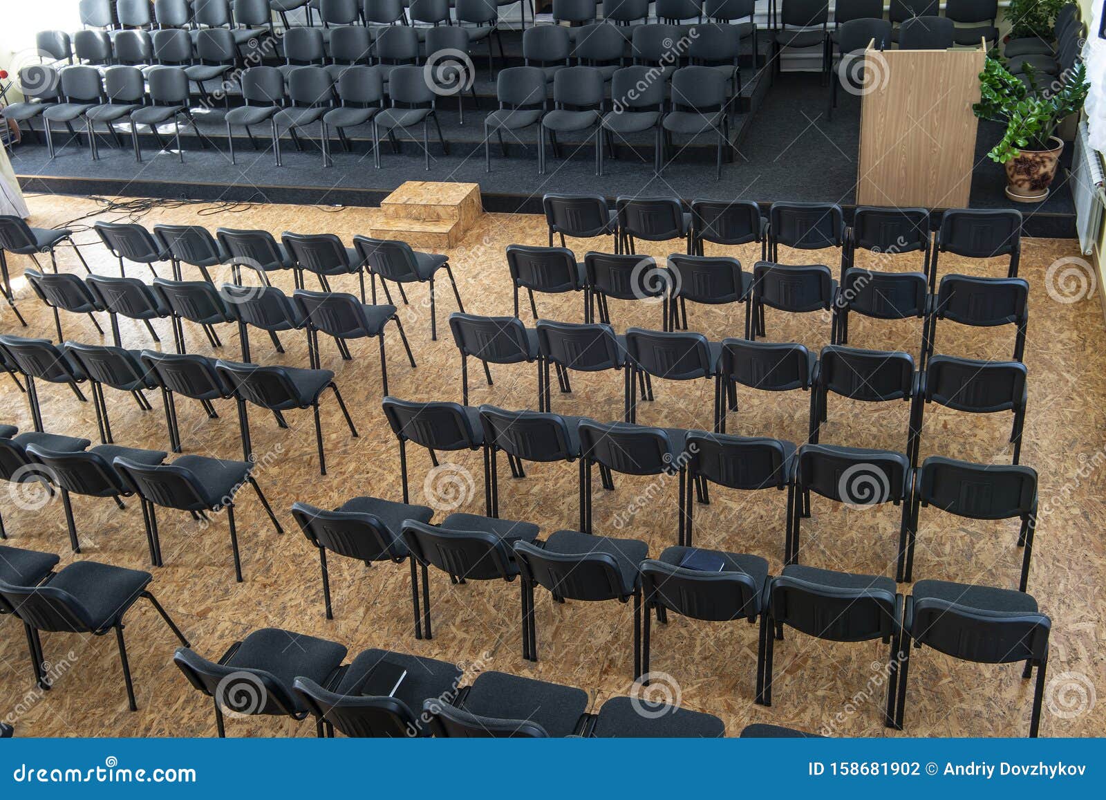 Empty Chairs in the Assembly Hall are Arranged in Rows, Top View Stock ...