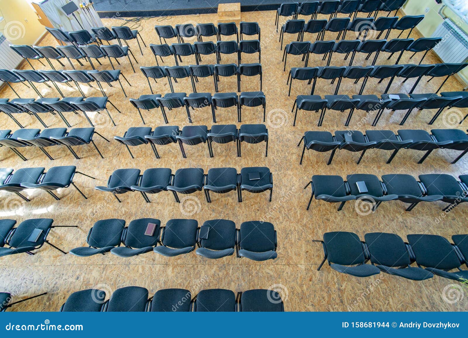Empty Chairs in the Assembly Hall are Arranged in Rows, Top View Stock ...