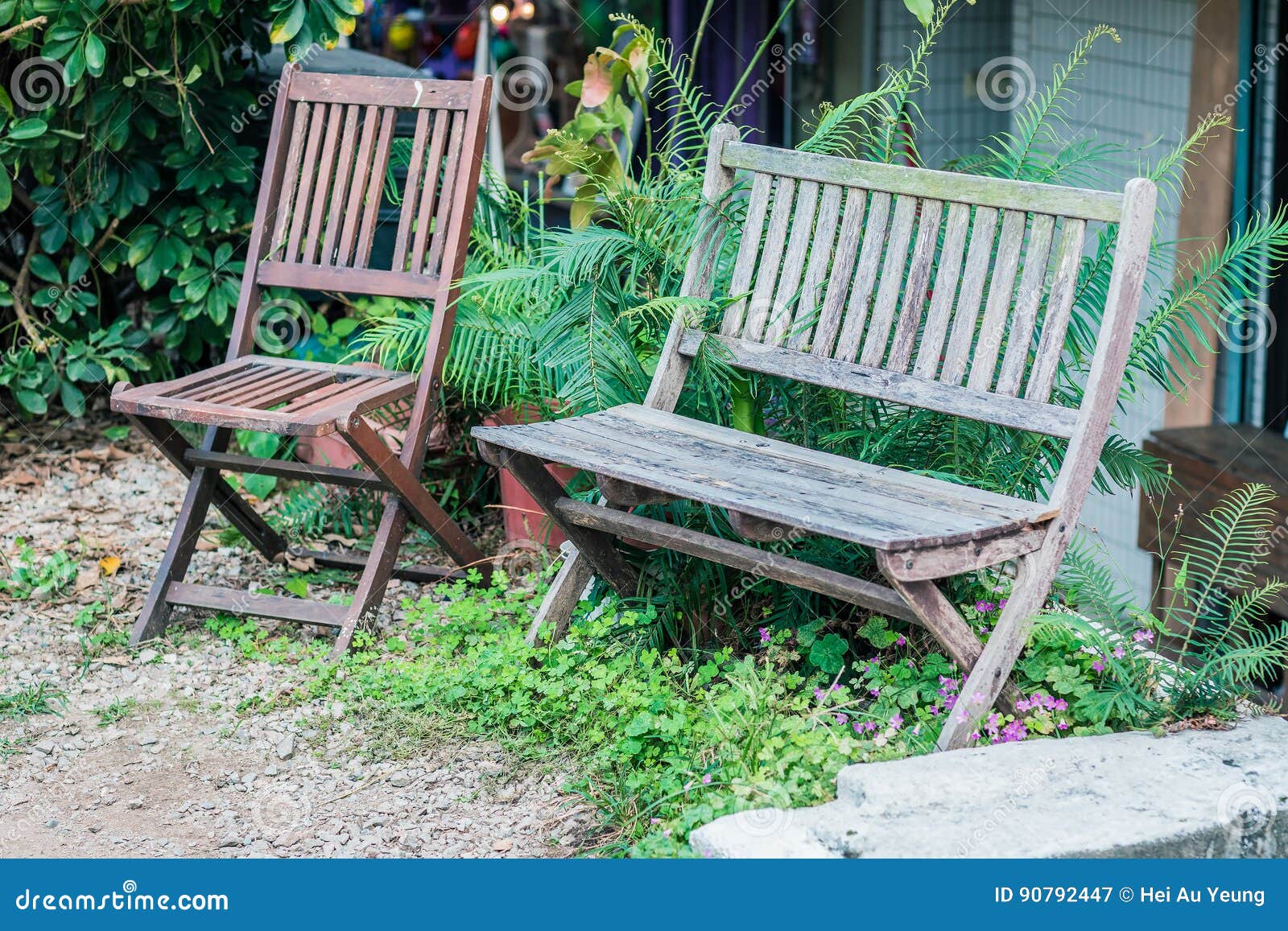 Empty chairs in backyard stock image. Image of chairs - 90792447