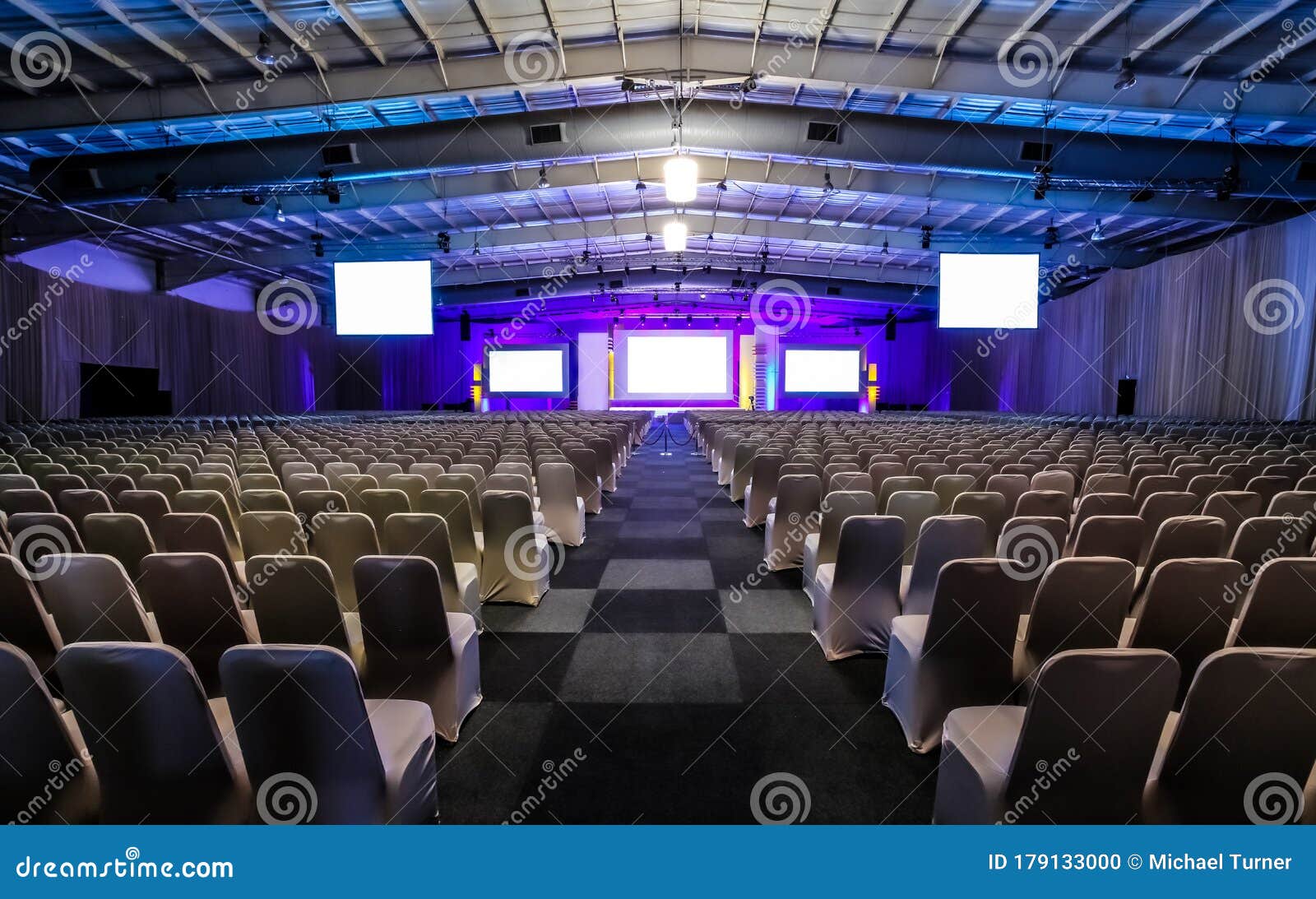 Empty Chairs in Large Conference Hall for Corporate Convention or ...
