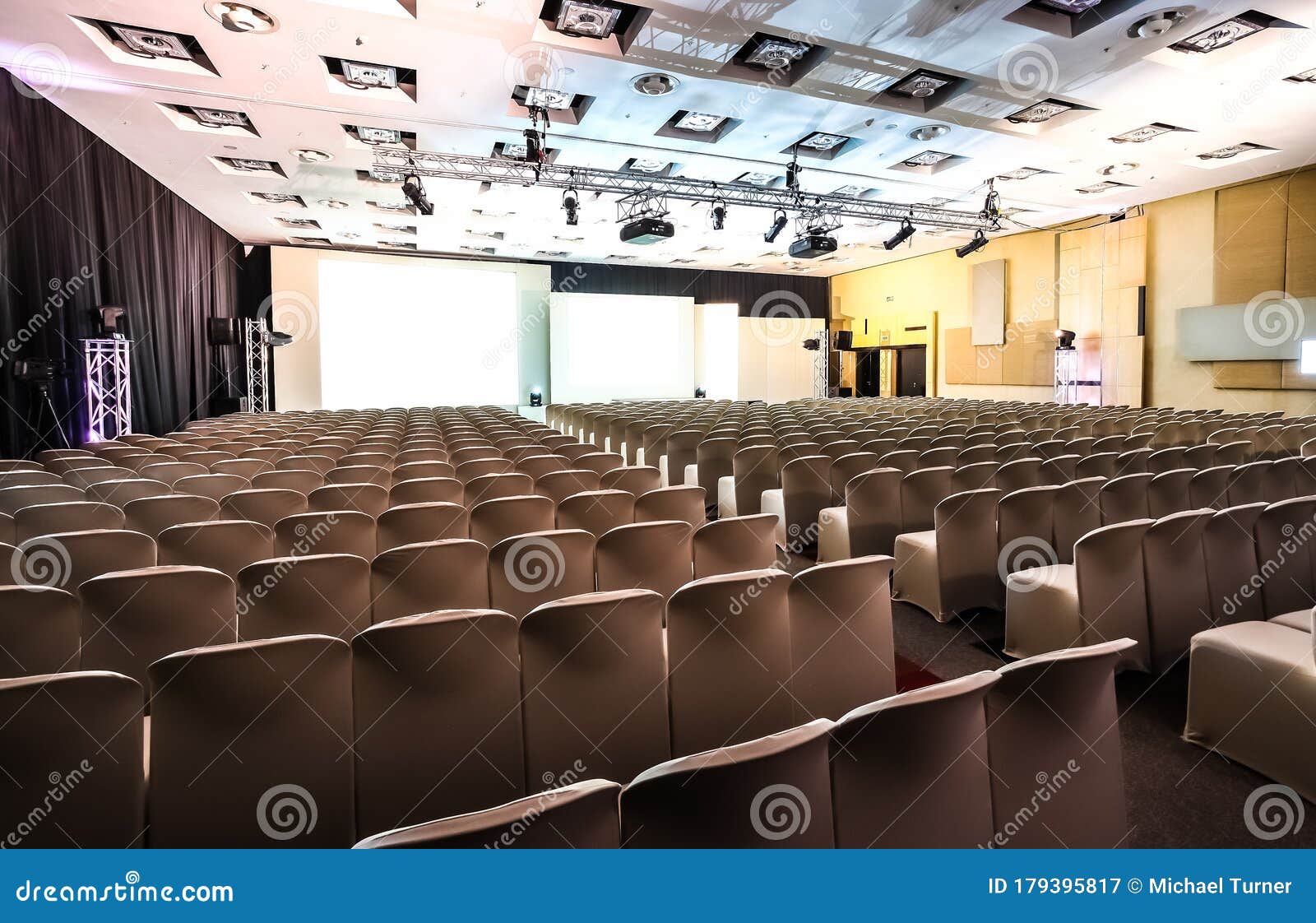 Empty Chairs in Large Conference Hall for Corporate Convention or ...
