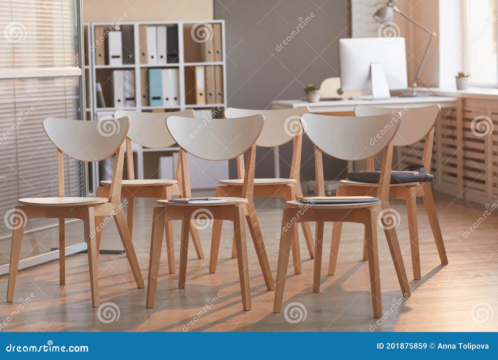 Empty chairs at office stock image. Image of meeting - 201875859