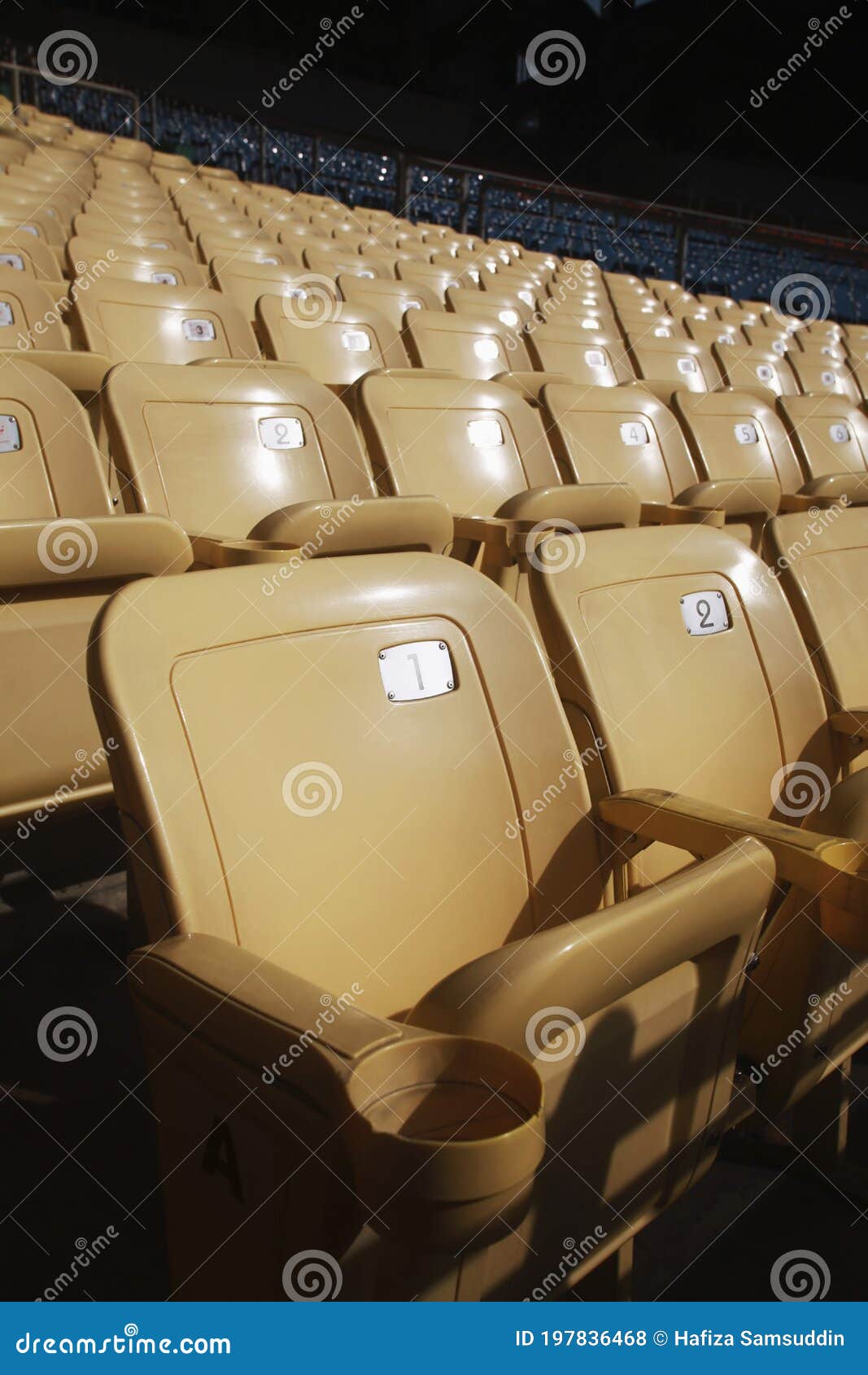 Empty chairs in a stadium stock photo. Image of large - 197836468