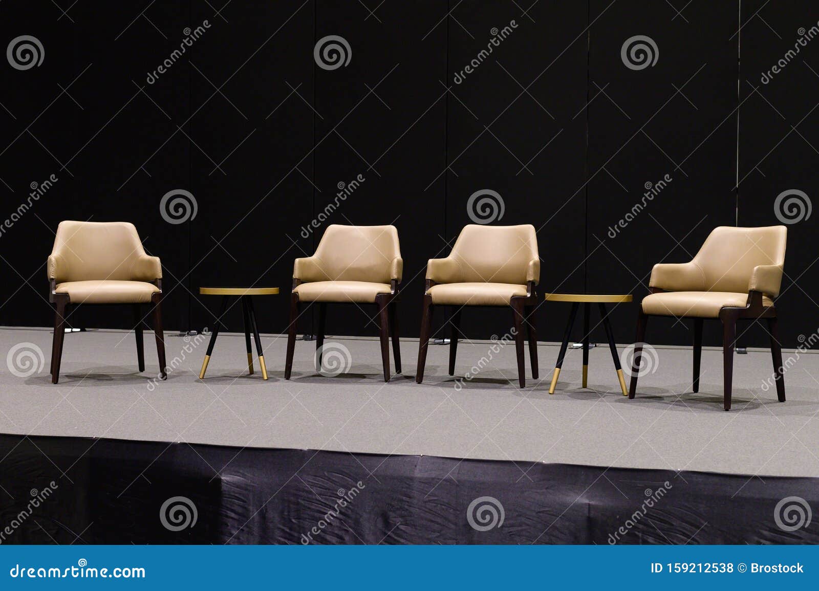 Empty Chairs on Stage Ready for Seminar Stock Photo - Image of ...