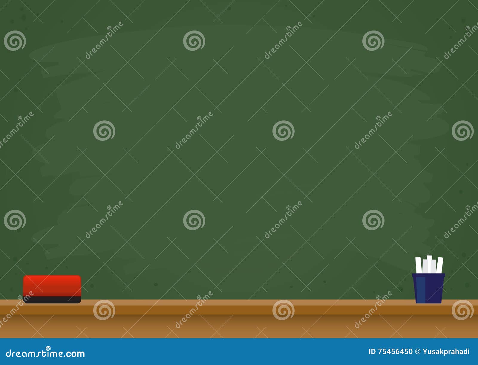 Empty Chalkboard with Eraser and Chalks Stock Vector - Illustration of ...